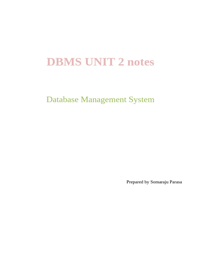 DBMS (Unit 2) | PDF