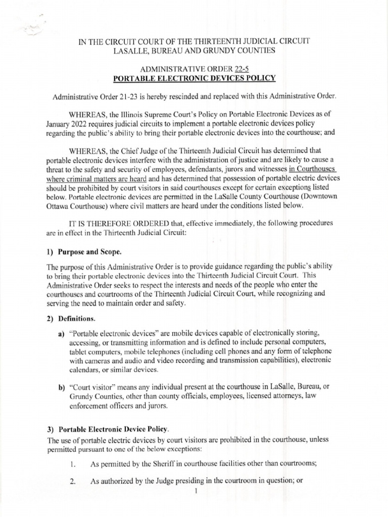 LaSalle County Portable Electronics Policy | PDF