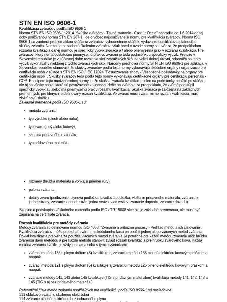 STN EN ISO 9606 - Vysvetlenie | PDF