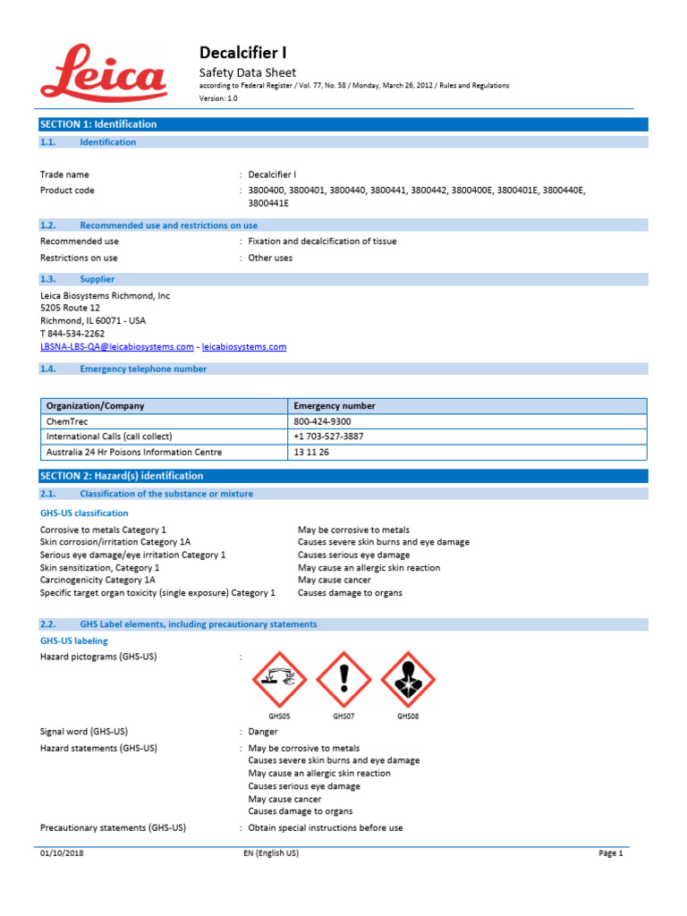 Decalcifier I EN | PDF