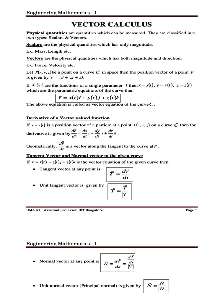 Vector Differentiation - Theory | PDF