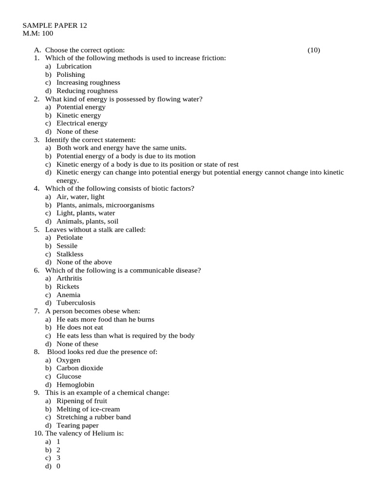 Sample Paper 12 | PDF