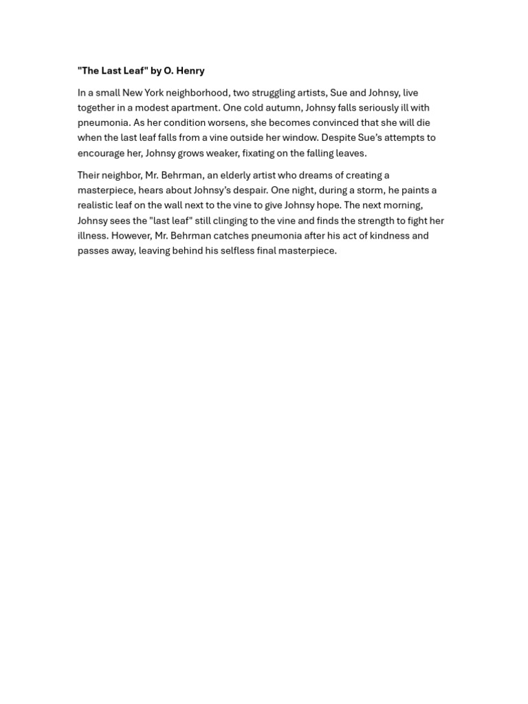 The Last Leaf by O. Henry | PDF