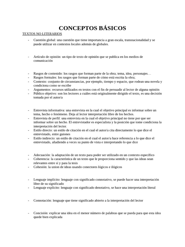 Lengua y Literatura IB Conceptos Básicos | PDF