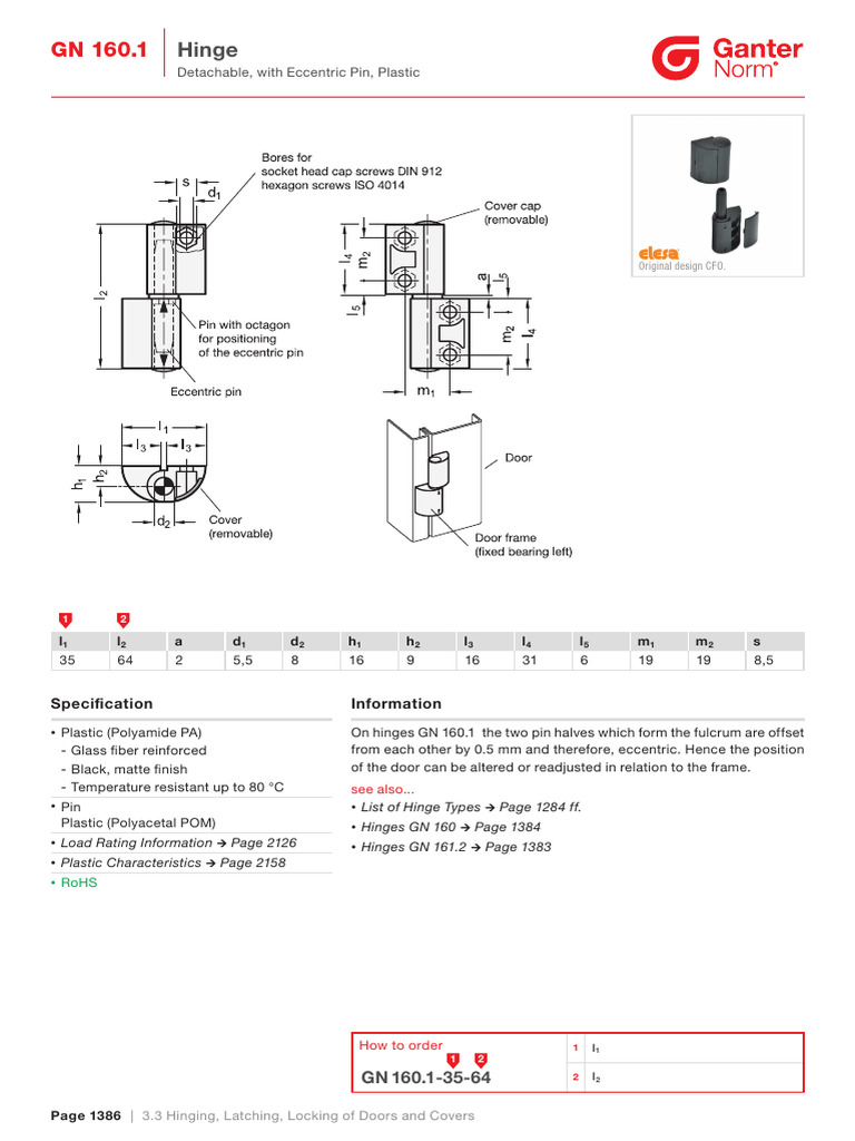 Hinge: Detachable, With Eccentric Pin, Plastic | PDF