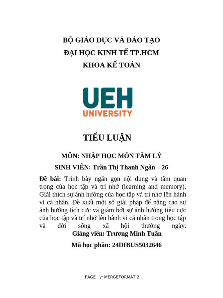 (26) - (Trần Thị Thanh Ngân) - (KN0007 - DHCQ - K49) | PDF | Vietnam