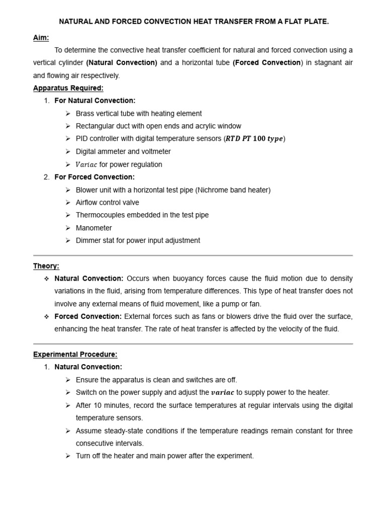 Natural & Forced Convection - Manual | PDF