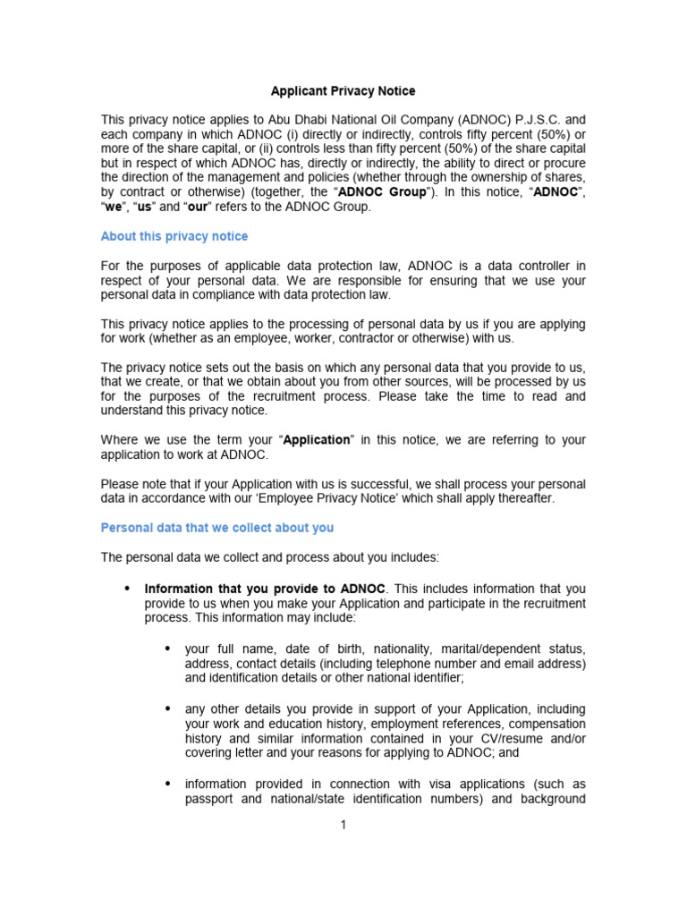 Applicant Privacy Notice August 2023 | PDF