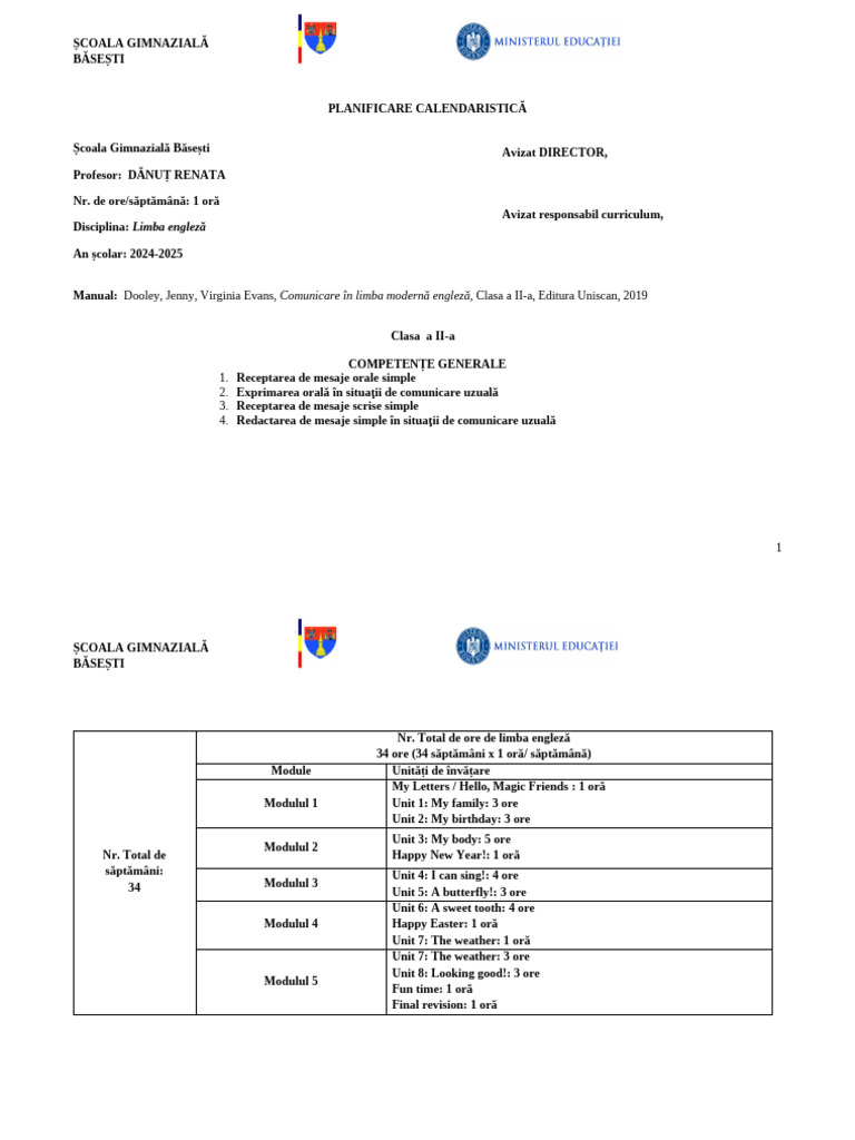 Planificare 2 Uniscan | PDF