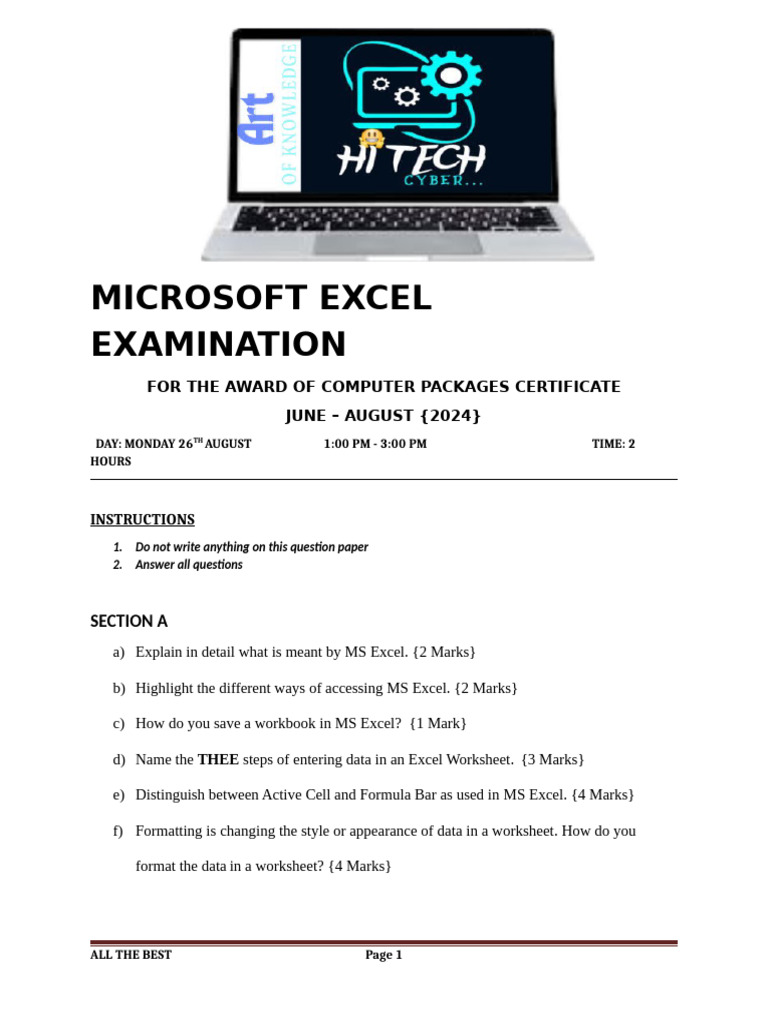 EXAM5 - MS Excel2024 | PDF