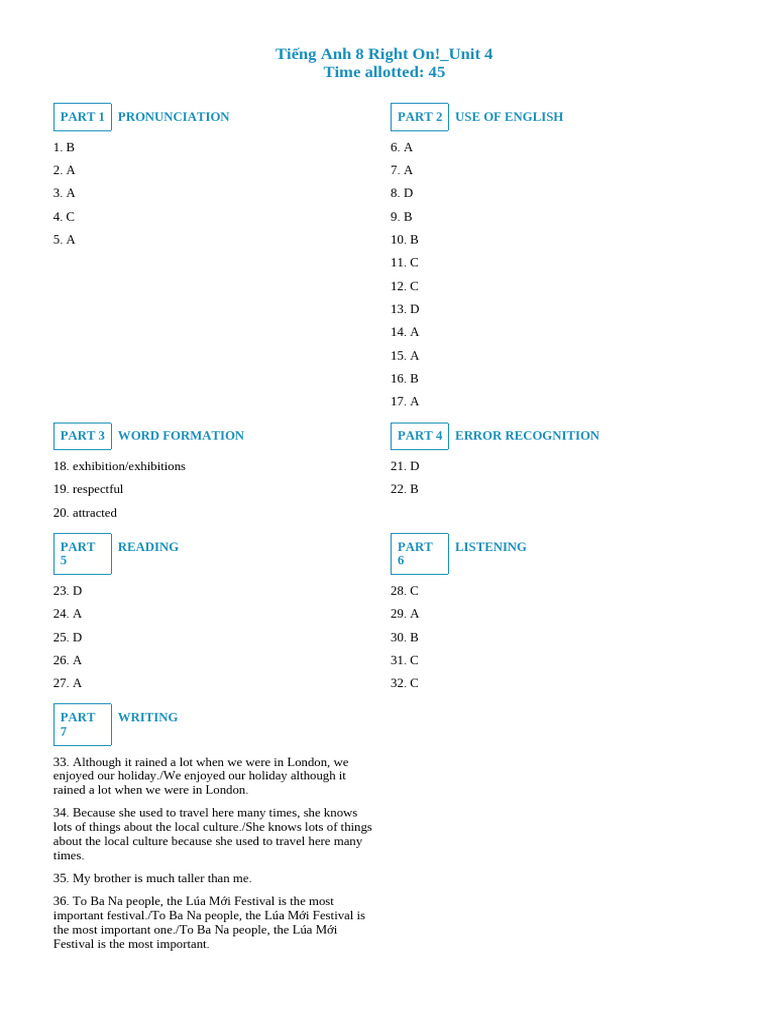The Answers RO 8 | PDF