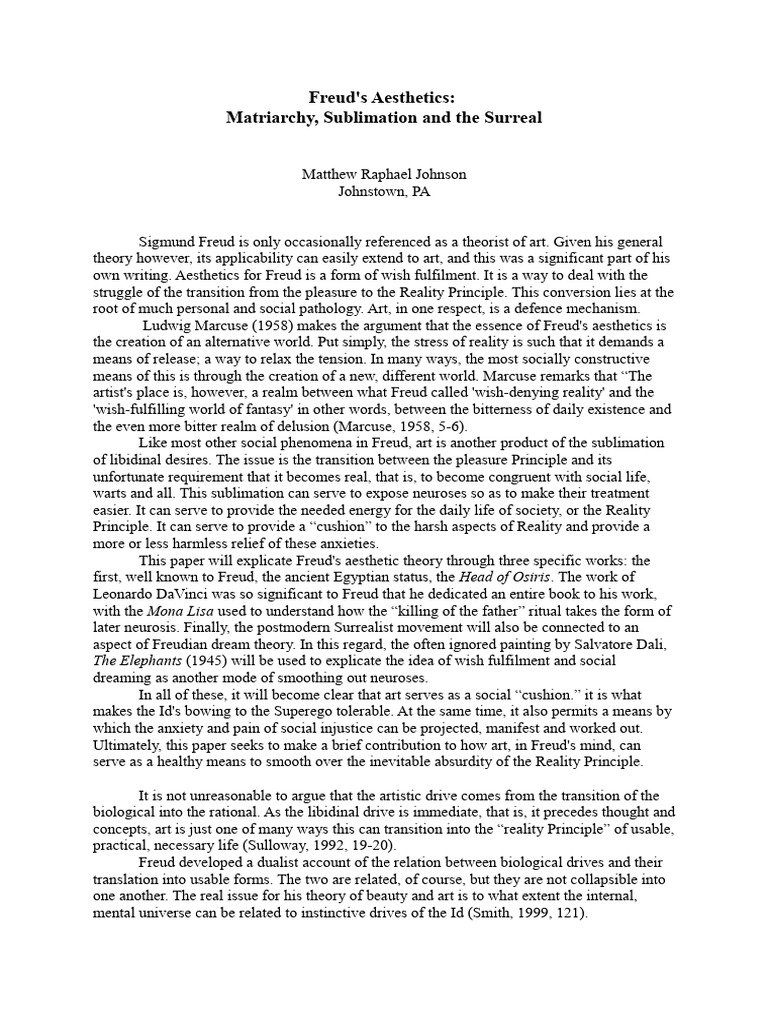 Freud's Art Theory: Matriarchy & Sublimation | PDF | Id | Sigmund Freud