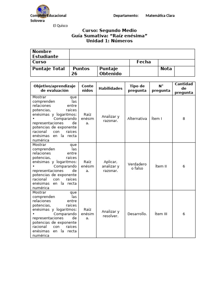 II° Hito Raiz Enésima | PDF