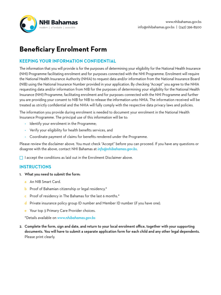 NHI Enrolment Form | PDF