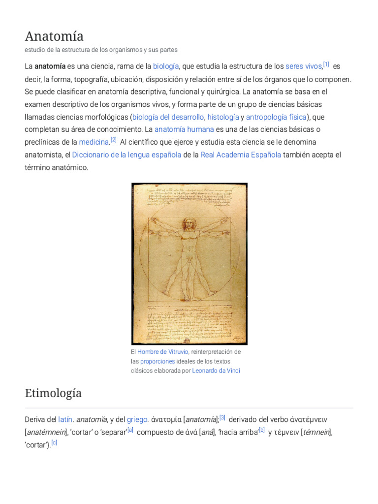Anatomía - Wikipedia, La Enciclopedia Libre | PDF | Anatomía | Ciencias sociales