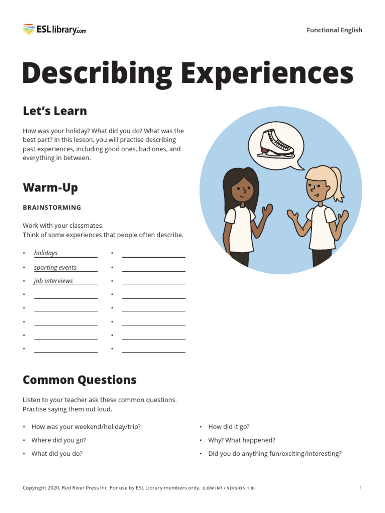92 Describing-Experiences UK Student | PDF