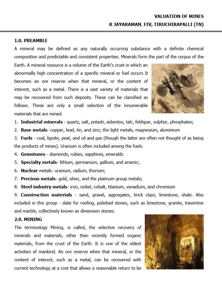 Valuation of Mines Quarries | PDF