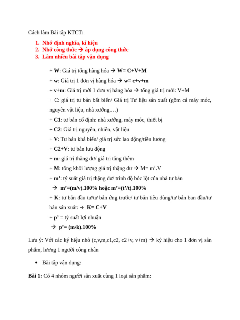 Bai Tap KTCT - P1 | PDF