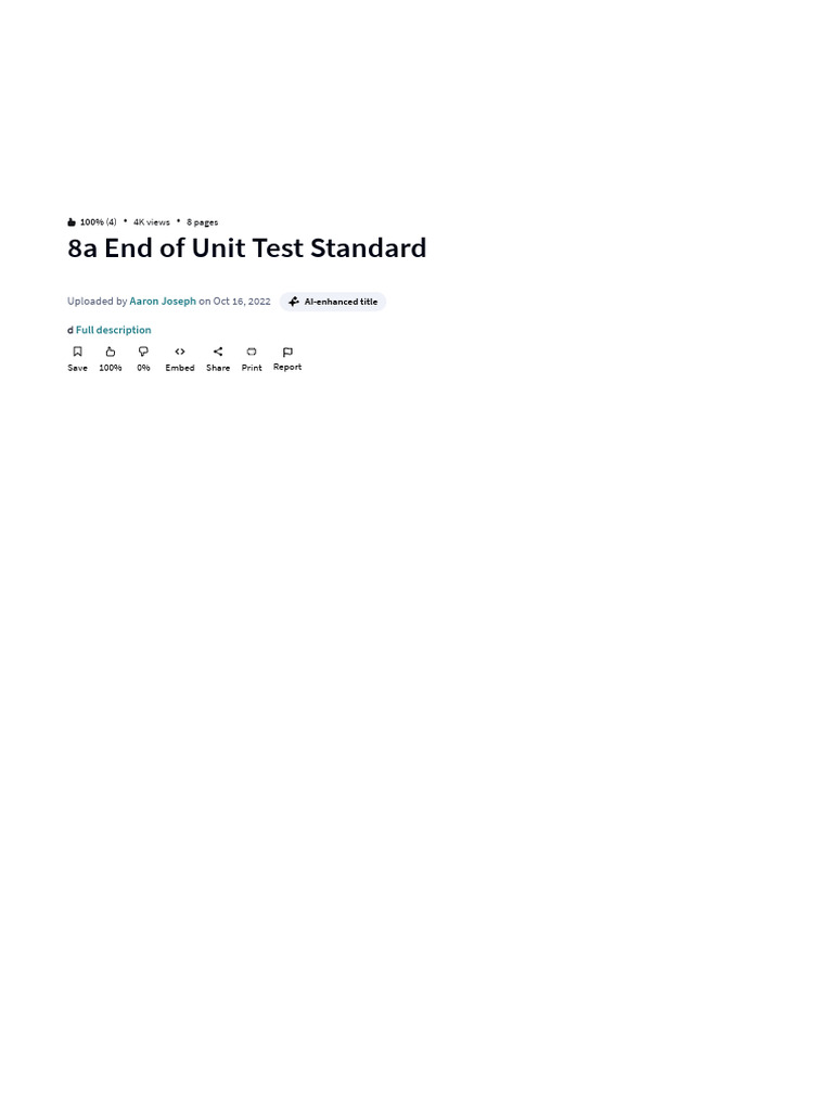 8a End of Unit Test Standard - PDF | PDF