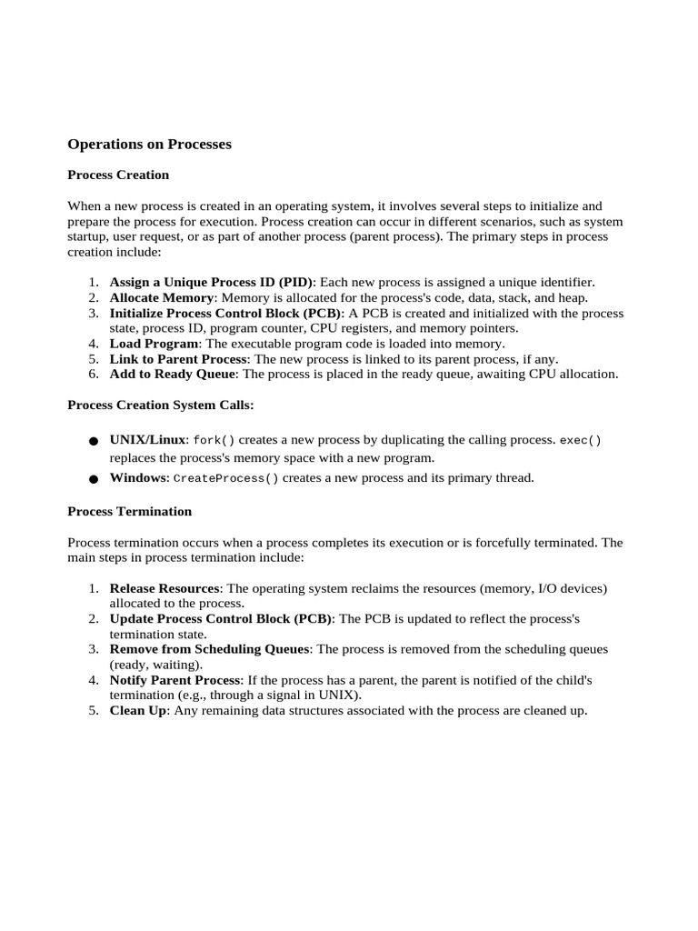 Lecture15 - UNIT 2 - Operations On Processes | PDF