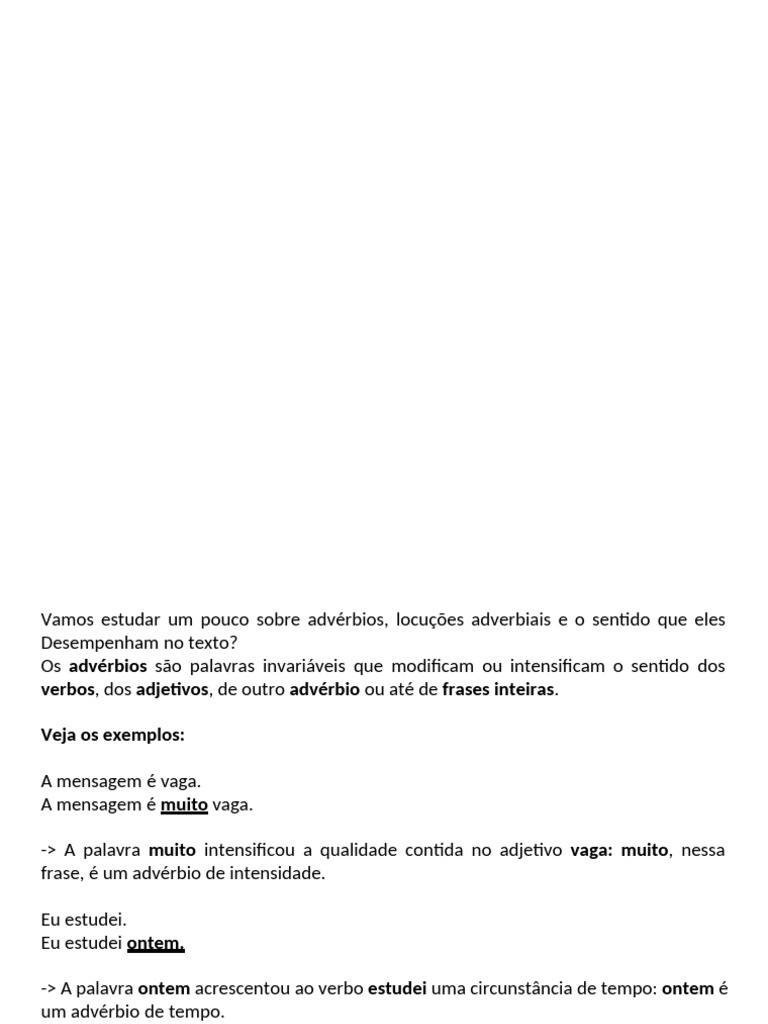 7 Ano PORTUGUèS Ativ. 06 Adv®rbios e Locuºáes Adverbiais | PDF