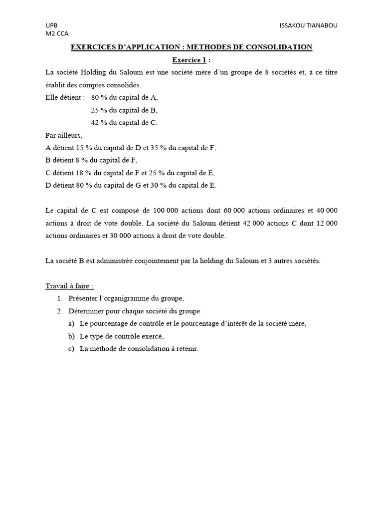 Exercices Sur Methode de Conso | PDF
