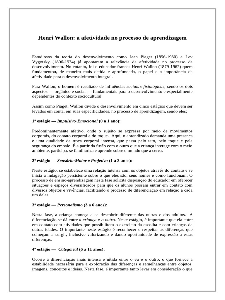 Henri Wallon Okok | PDF