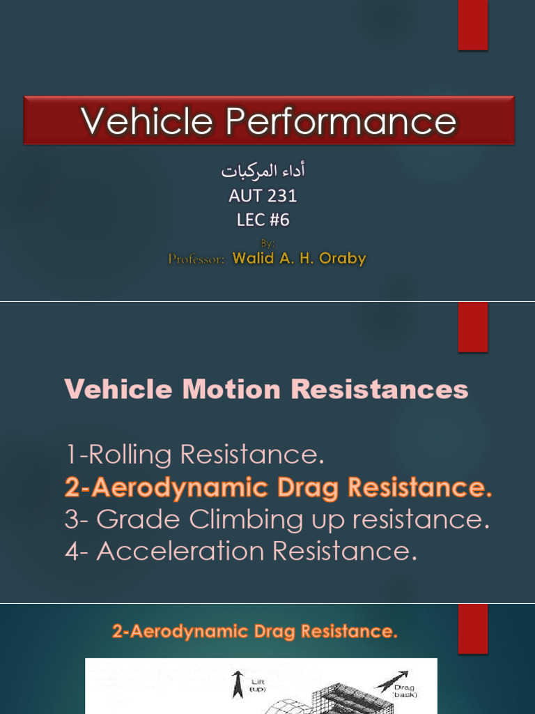 LEC#6 Vehicle Performance (AUT 231) | PDF