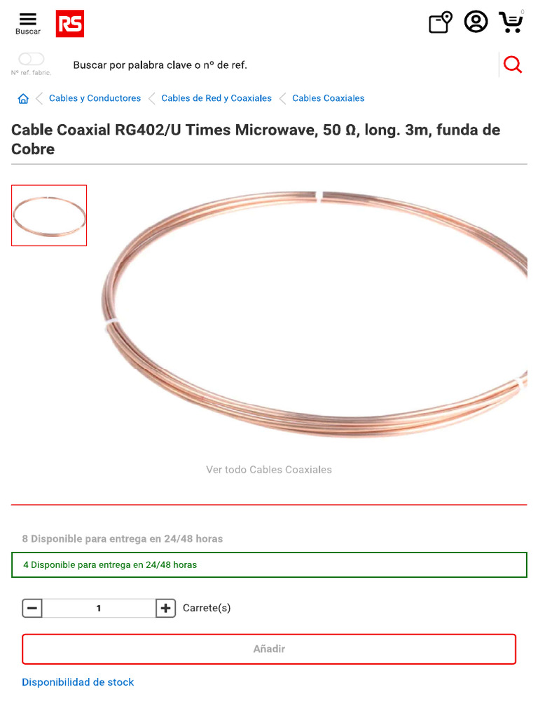 Cable Coaxial RG402 - RS | PDF