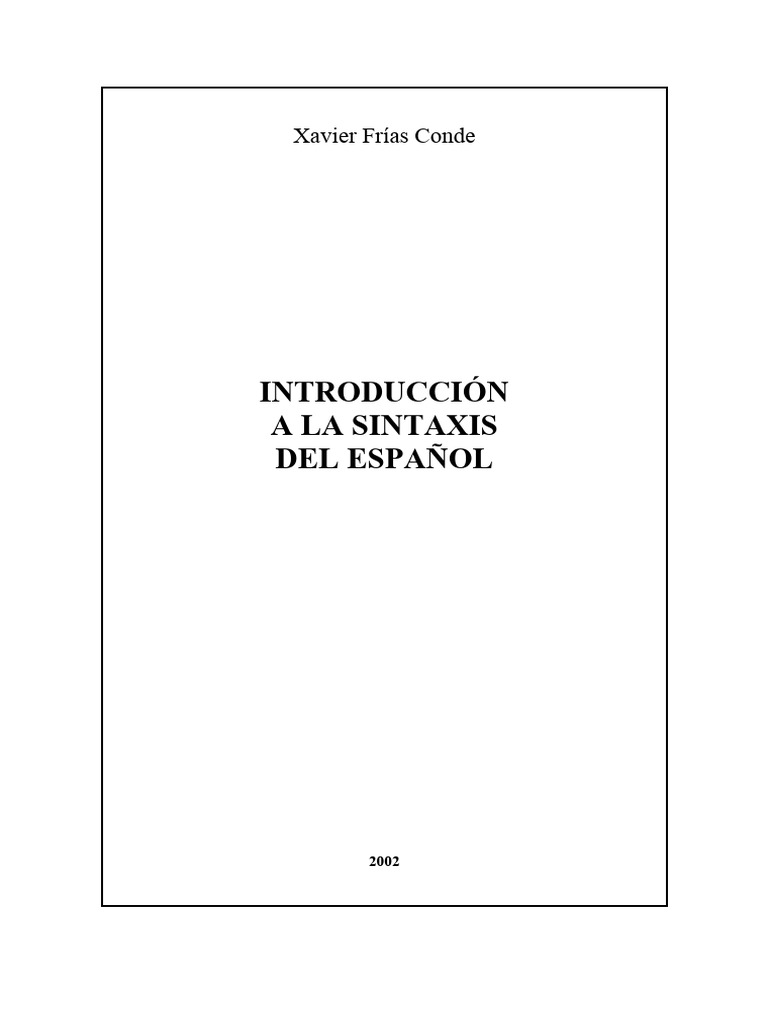 Introduccion A La Sintaxis Del Espanol | PDF