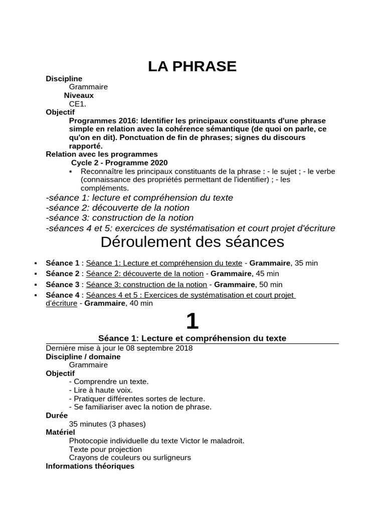 Comprendre et Construire des Phrases | PDF
