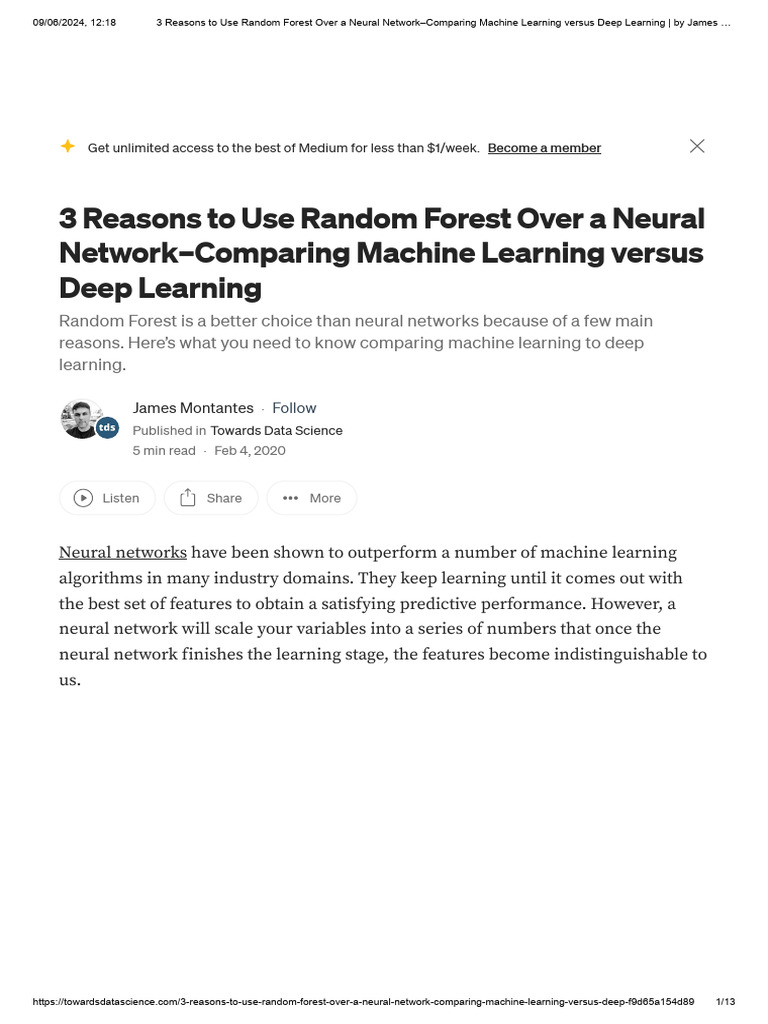 3 Reasons To Use Random Forest Over A Neural Network-Comparing Machine ...
