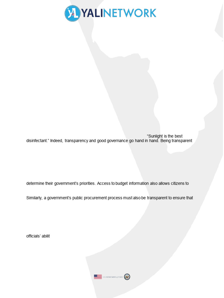 Institutionalizing Transparency Good Governance Video Transcript | PDF ...