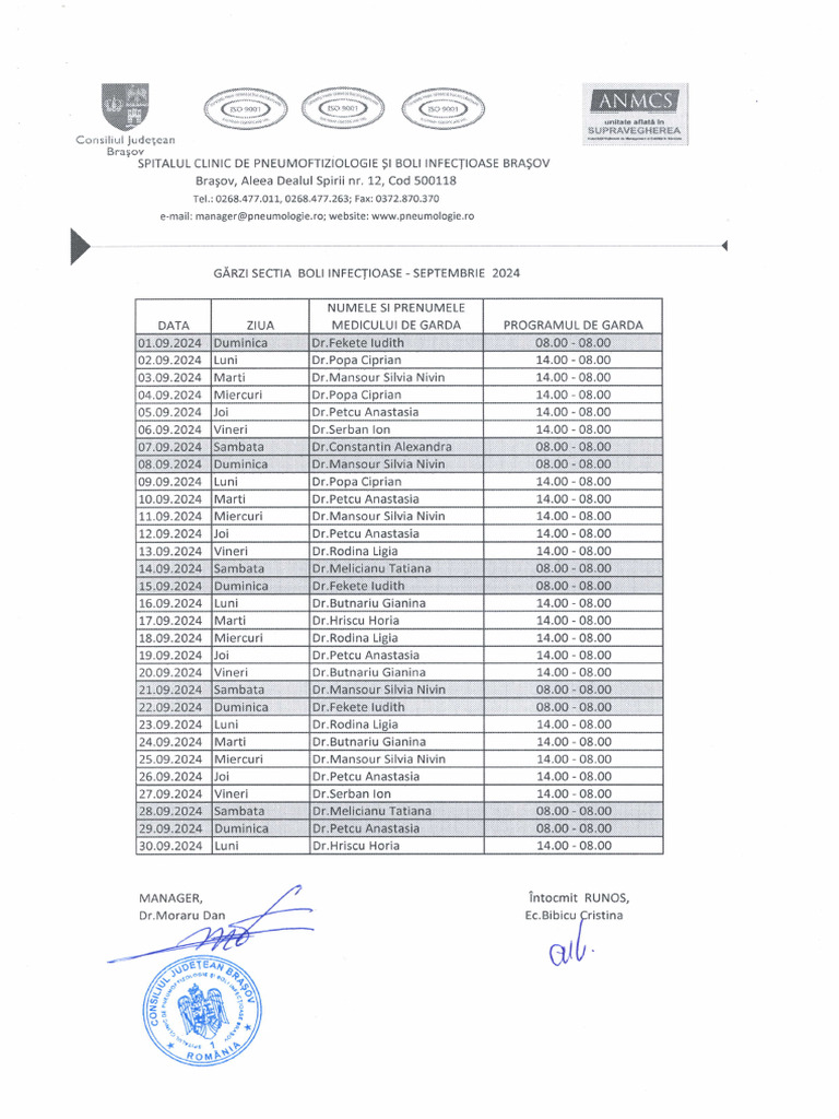 SCPFBI BV Lista GARZI Infectioase SEPTEMBRIE Actualizata in 17.09.2024 ...