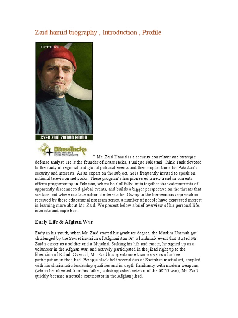 Zaid Hamid Biography | PDF | Pakistan | Soviet–Afghan War