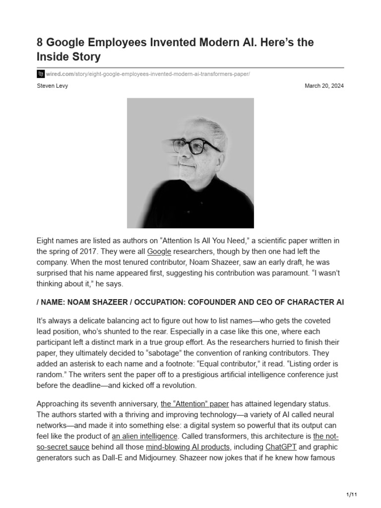 8 Google Employees Invented Modern AI Here's The Inside Story | PDF