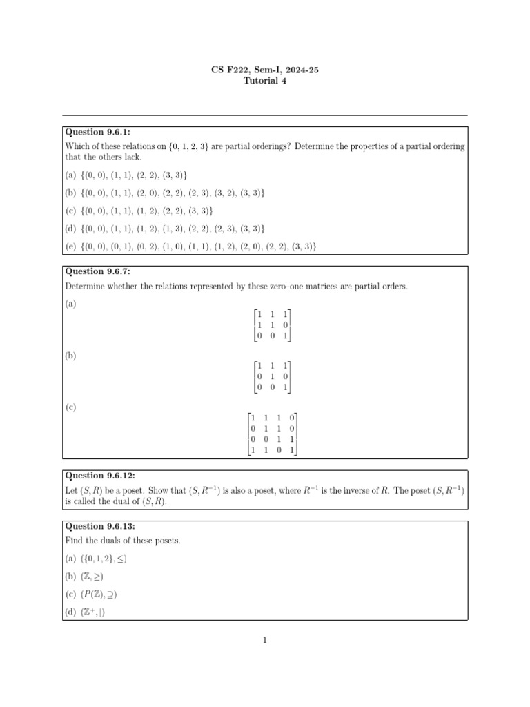 CS F222 Tutorial 4 | PDF