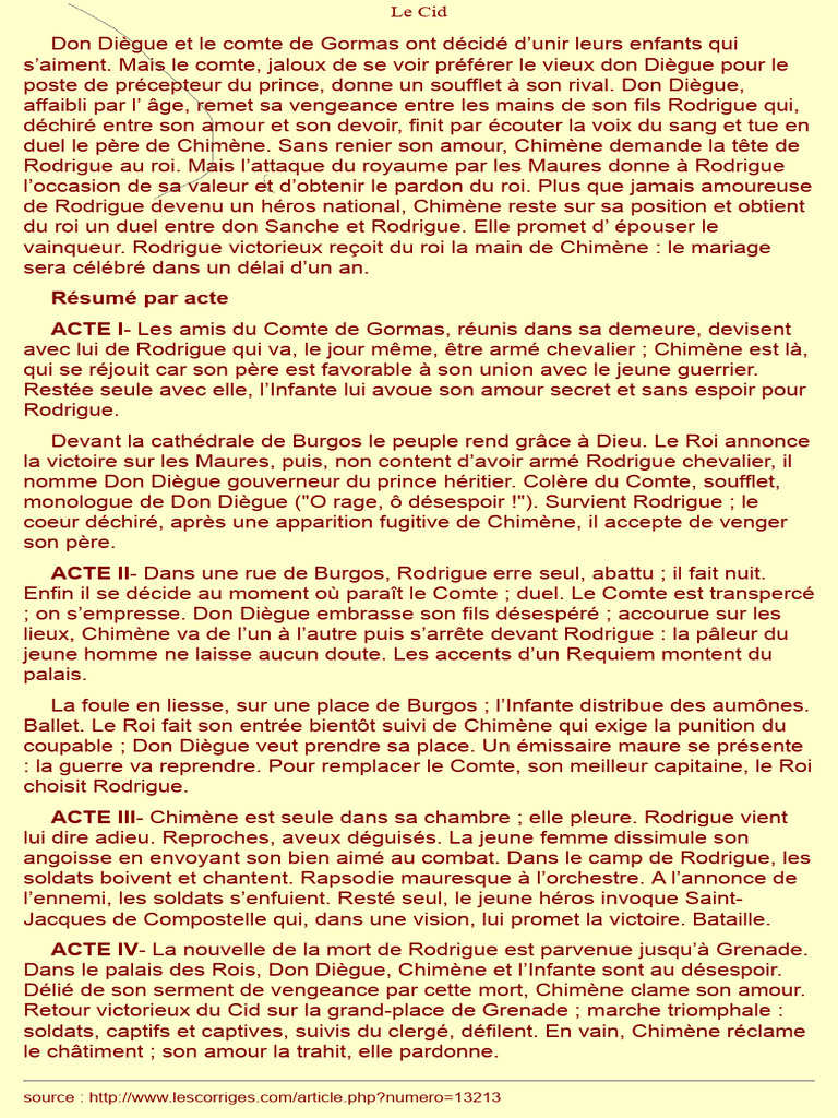 Le Cid Résumé | PDF