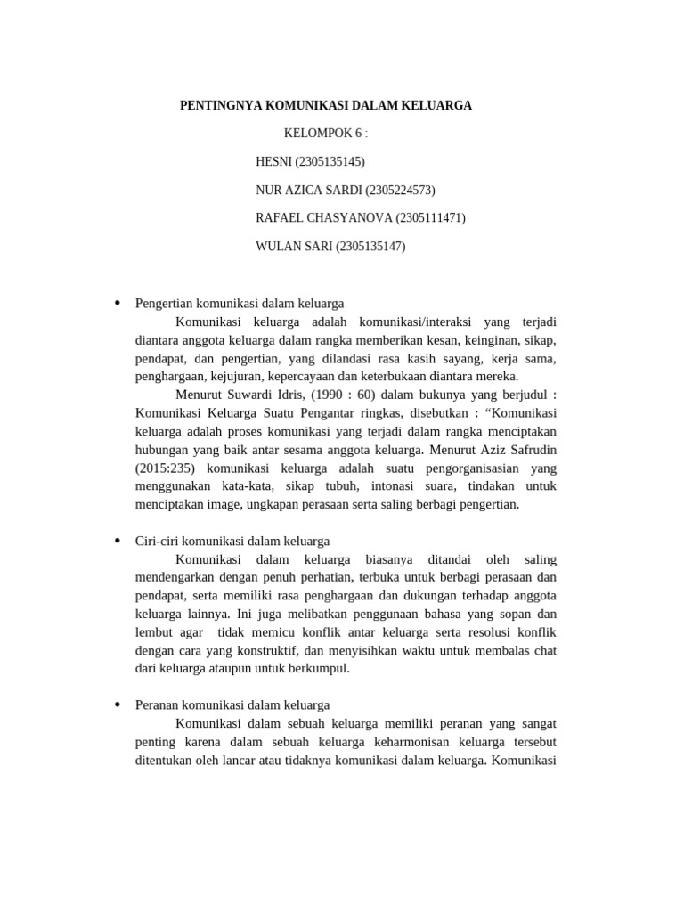 Pentingnya Komunikasi Dalam Keluarga | PDF