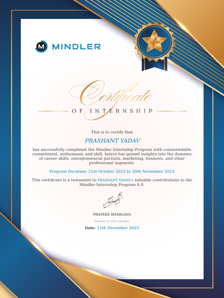 Prashant Yadav Certificate | PDF