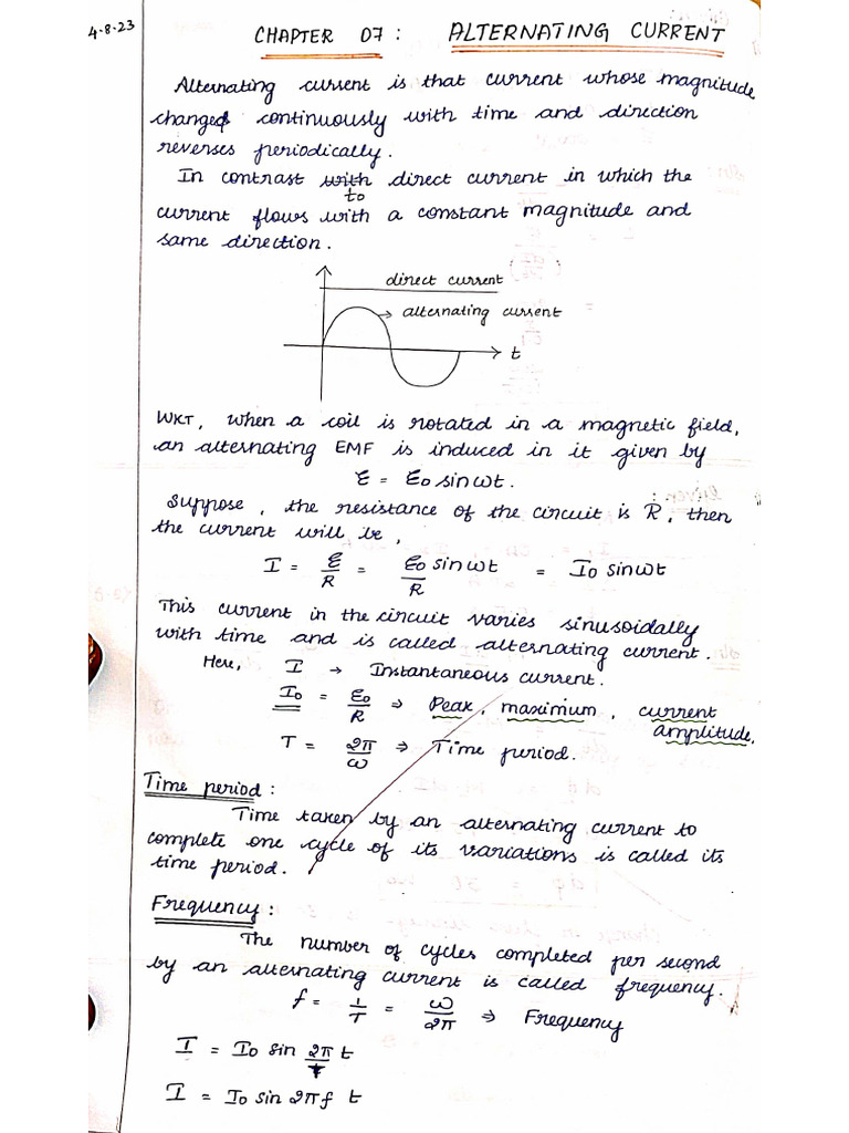 Alternating Current Notes | PDF