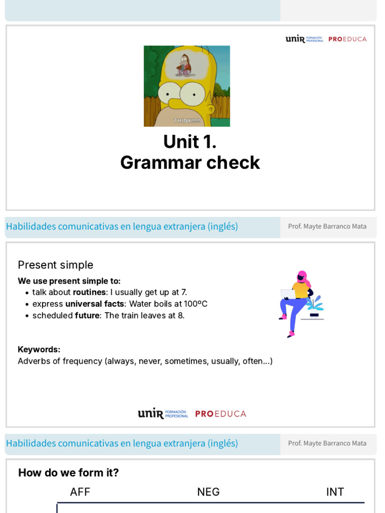 Unit 1. Grammar Check | PDF