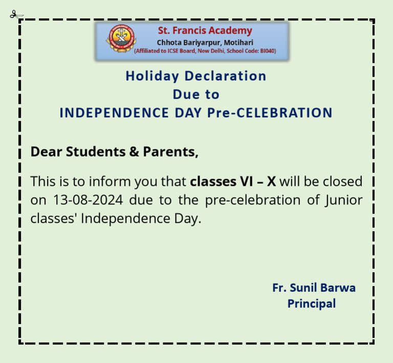 Independence Day Pre-Celebration Notice | PDF