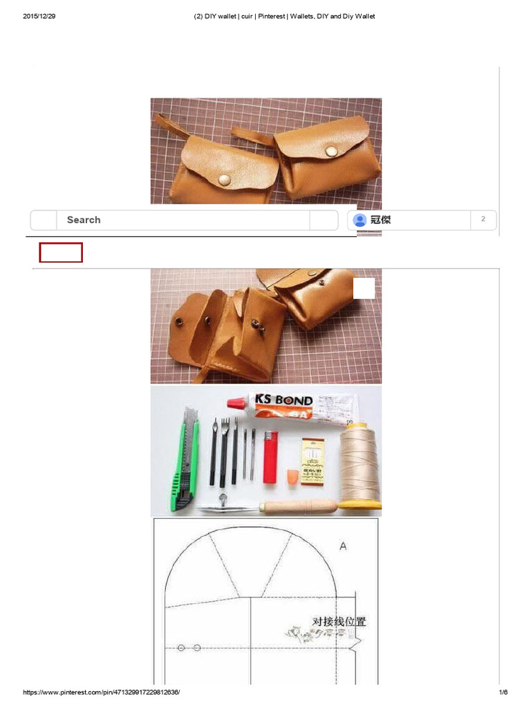 DIY Wallet - Cuir - Pinterest - Wallets, DIY and Diy Wallet | PDF | Leather