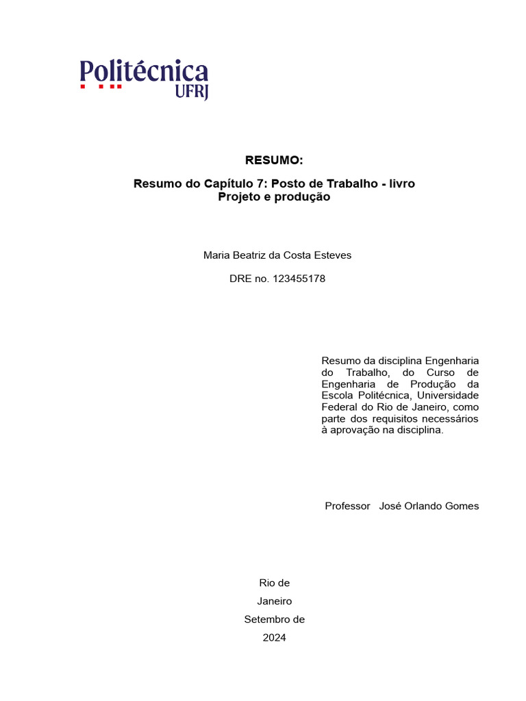 Resumo Cap 7 - Posto de Trabalho | PDF | Fatores humanos e Ergonomia ...