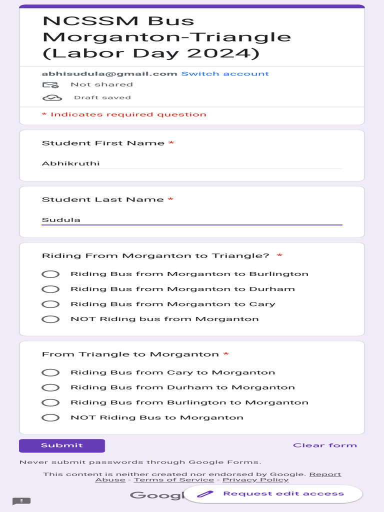 NCSSM Bus Morganton-Triangle (Labor Day 2024) | PDF