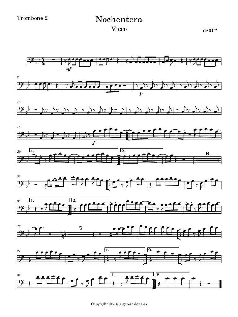 ? NOCHENTERA para CHARANGA ? - Vicco-Trombone - 2 | PDF