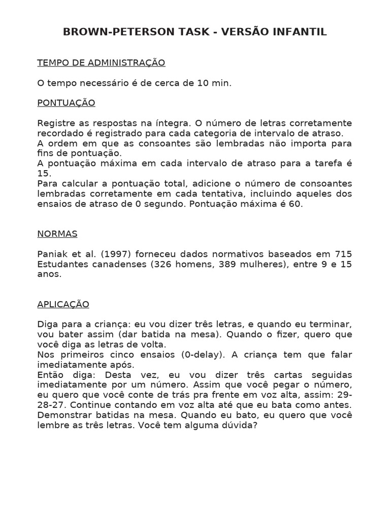 Brown Peterson Task | PDF