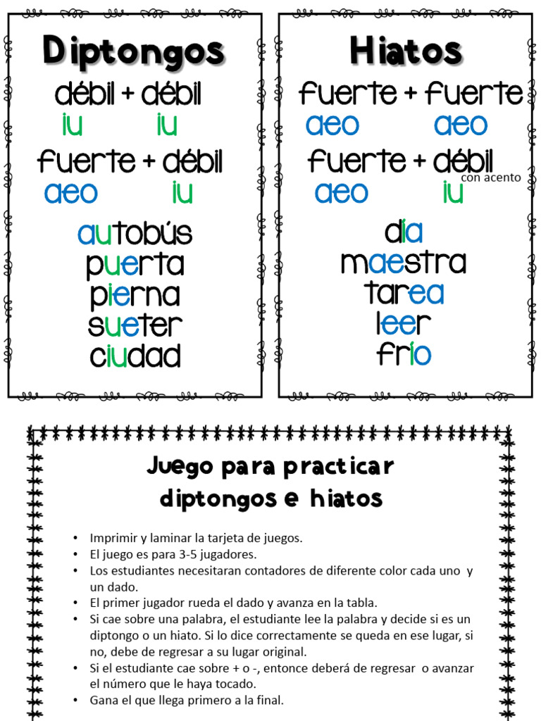 Juego de Diptongos Imprimible | PDF