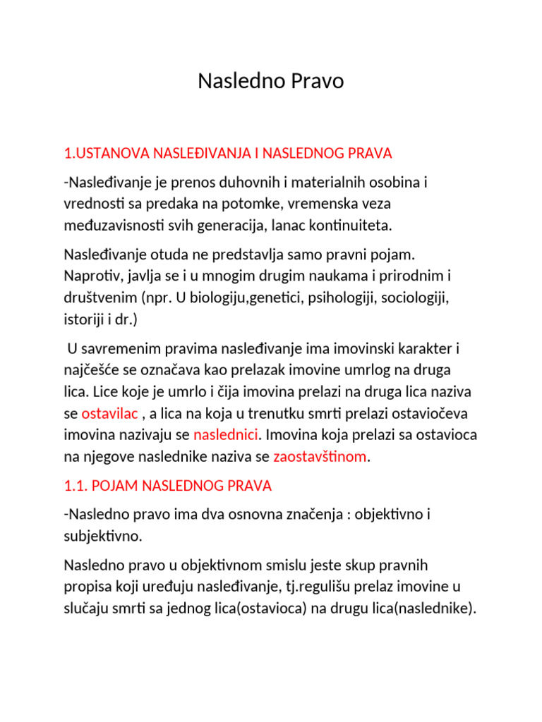 Nasledno Pravo Skripta | PDF